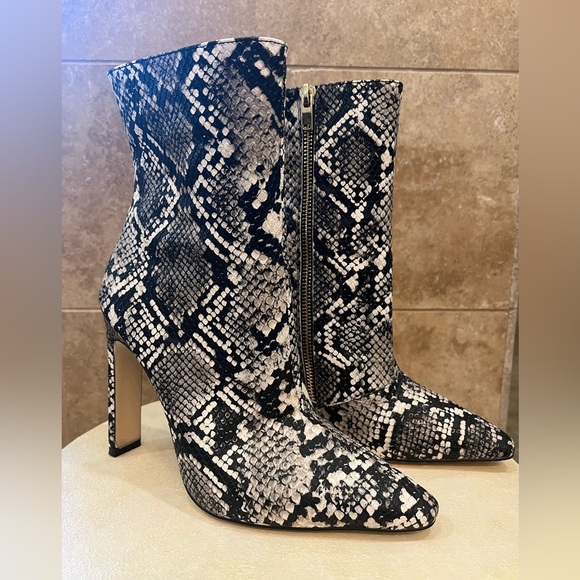 Shoes | Fun And Funky Faux Snake Skin Booties | Poshmark